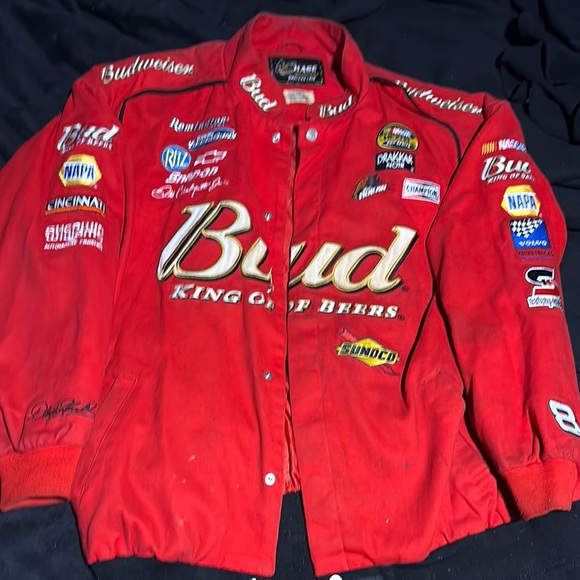 Budweiser | Jackets & Coats | Budweiser Red And Gold Varsity Bomber ...